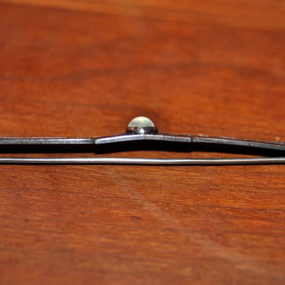 Jewelry | Art Deco Moonstone Sterling Silver Bar Pin | Poshmark